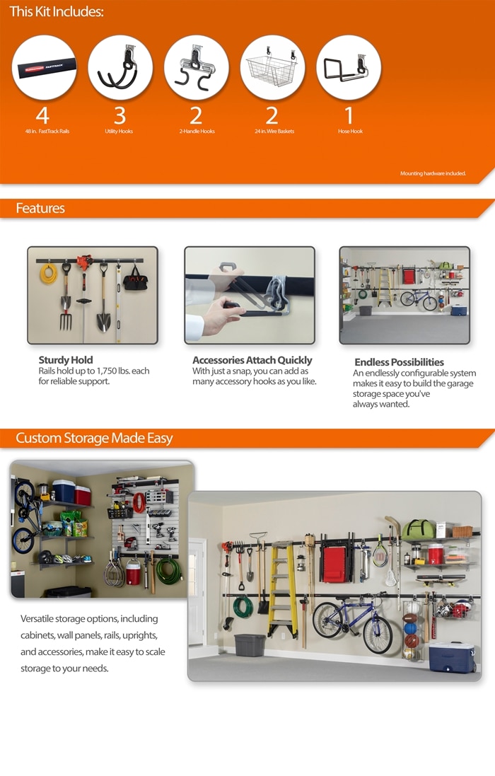 Rubbermaid FastTrack Garage Storage Gardening Kit (16-Piece) 1928869 - The Home Depot